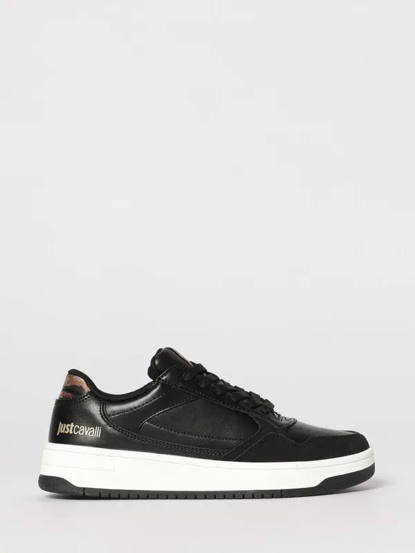Just Cavalli Leather And Suede Sneakers - Black