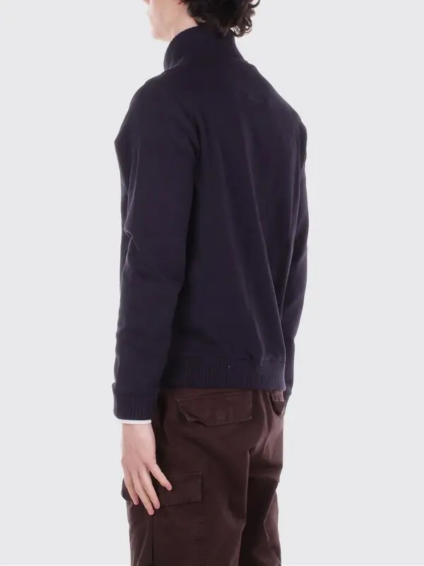 FAY Button-up Ribbed Collar Sweater - Blue