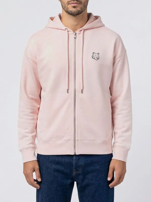 Maison Kitsuné Cotton Zip-up Hooded Sweatshirt With Logo Detail - Violet