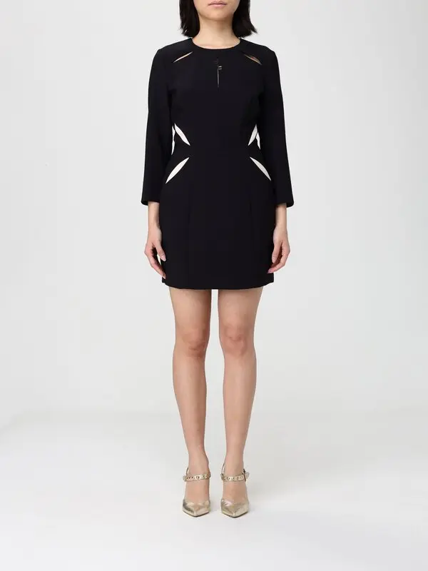 Elisabetta Franchi Mini Sheath Dress With Metallic Logo Detail - Black