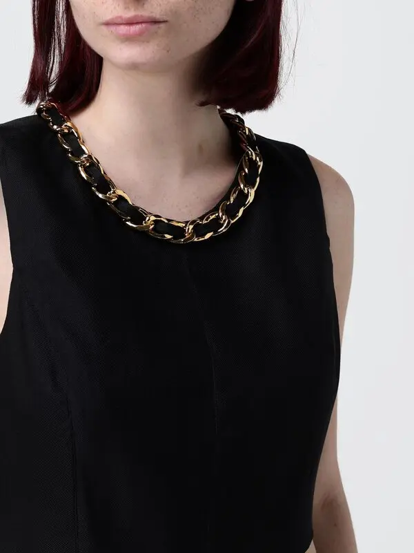 Elisabetta Franchi Viscose Blend Cropped Top With Metallic Mesh Jewel Neckline - Black