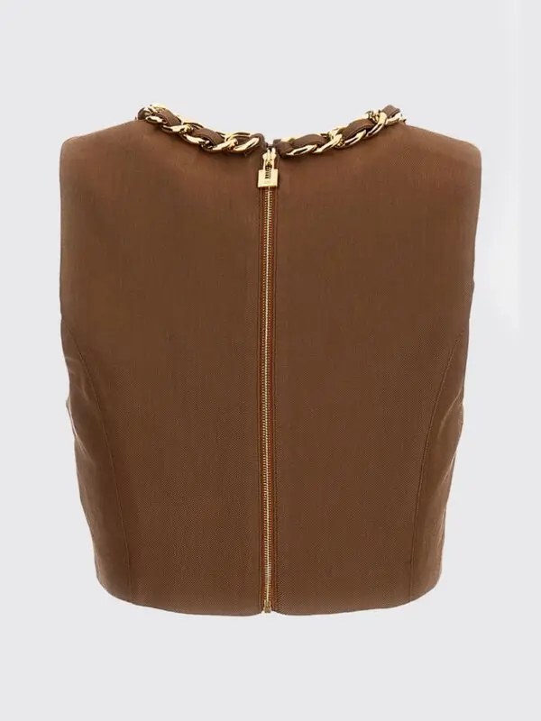 Elisabetta Franchi Top With Chain Detail - Brown