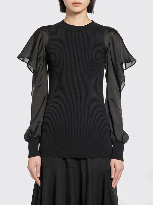 Sacai Cotton Knit Jumper With Balloon Sleeves