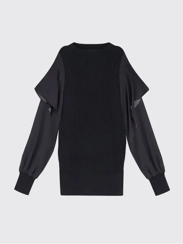 Sacai Cotton Knit Jumper With Balloon Sleeves