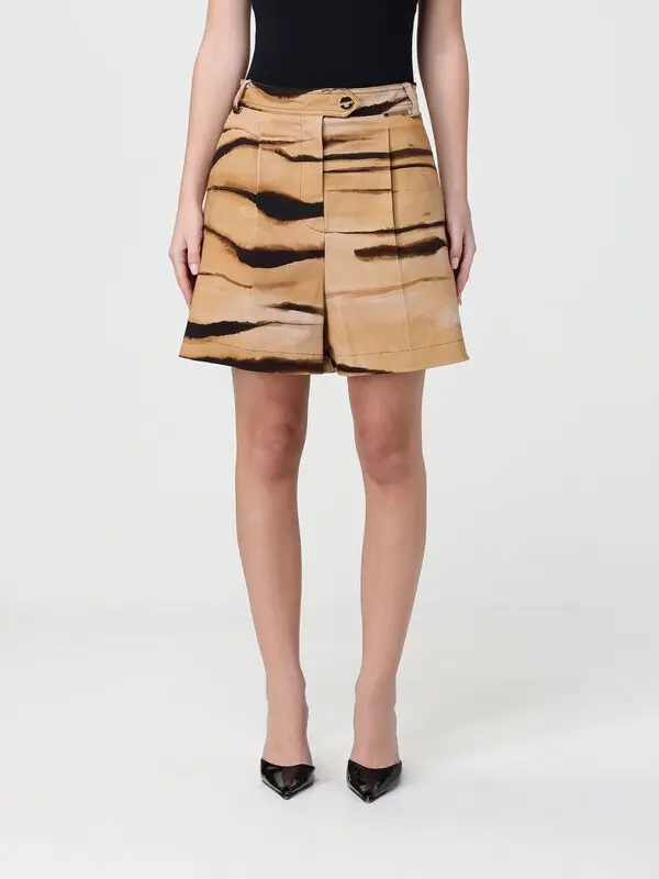 Elisabetta Franchi Pleated Print Shorts - Camel
