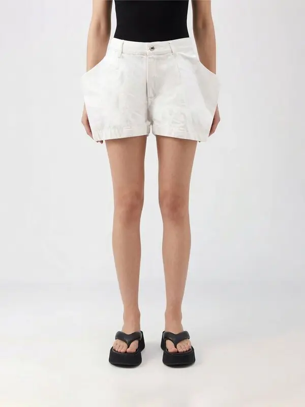 Sacai Sculptural Cotton Denim Shorts - Beige