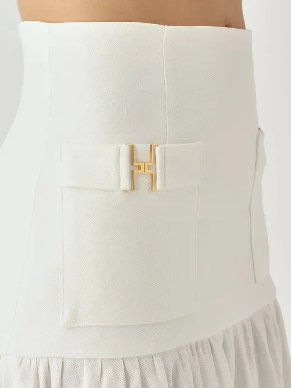 Elisabetta Franchi Linen Blend Mini Skirt - Ivory