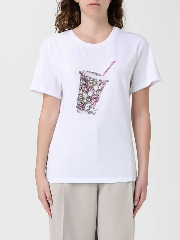 Liu Jo Embellished Cotton T-shirt With Rhinestones - White