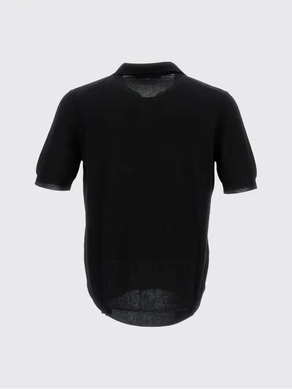 Tagliatore Cotton Knit Polo Shirt - Black