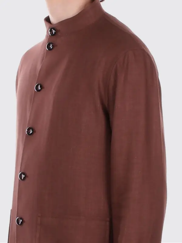Tagliatore Band Collar Jacket - Brown