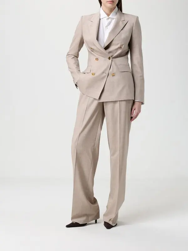 Tagliatore Double-breasted Suit In Linen Blend - Beige