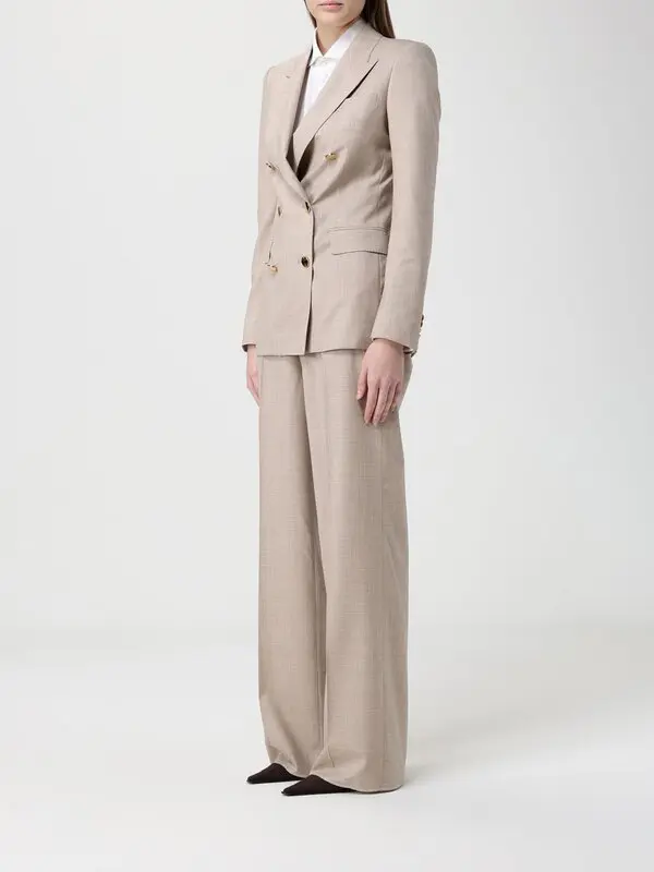 Tagliatore Double-breasted Suit In Linen Blend - Beige