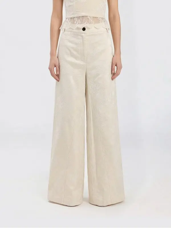 Pinko Lace Wide Leg Trousers - Beige