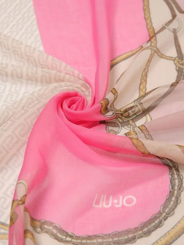 Liu Jo Polyester Scarf With All-over Lj Monogram - Pink