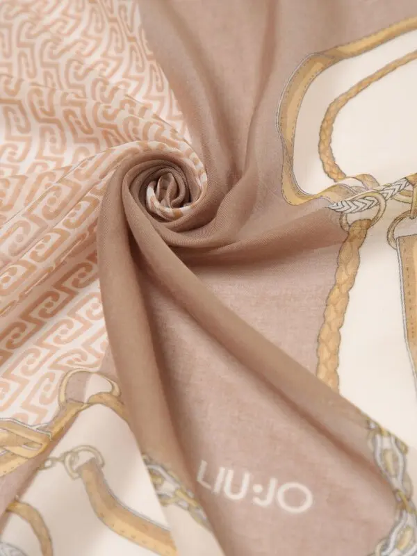 Liu Jo Polyester Scarf With All-over Lj Monogram - White