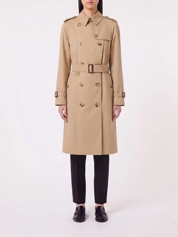Burberry Cotton Double Breasted Trench Coat - Beige