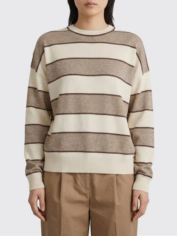 Brunello Cucinelli Striped Long Sleeve Sweater