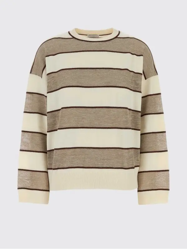 Brunello Cucinelli Striped Long Sleeve Sweater