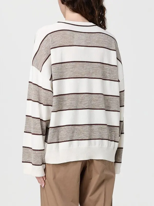 Brunello Cucinelli Striped Virgin Wool And Cashmere Sweater - Brown
