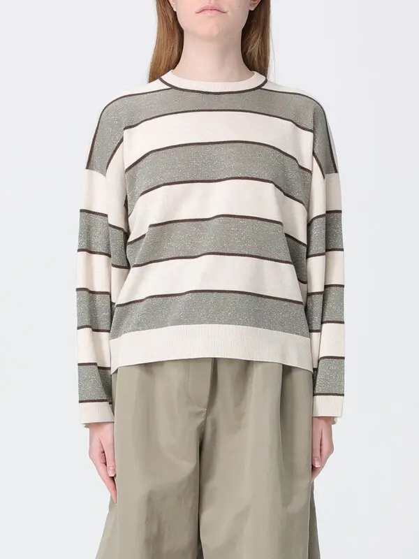 Brunello Cucinelli Striped Virgin Wool And Cashmere Sweater - Green