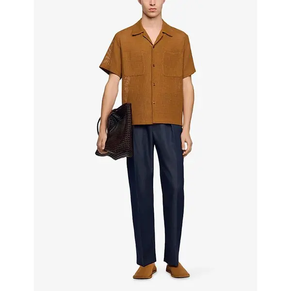 Sandro Openwork Short-sleeve Mesh Shirt