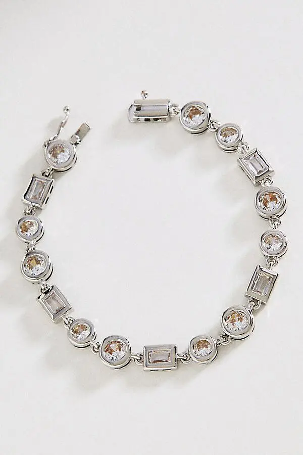 Anthropologie Chunky Geometric Tennis Bracelet - Silver