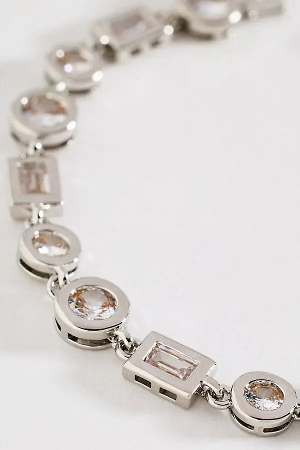 Anthropologie Chunky Geometric Tennis Bracelet - Silver