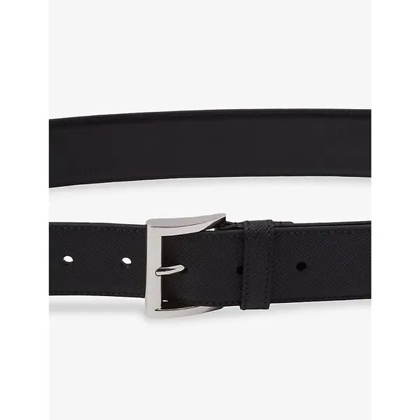 Prada Leather Belt With Silver-tone Hardware