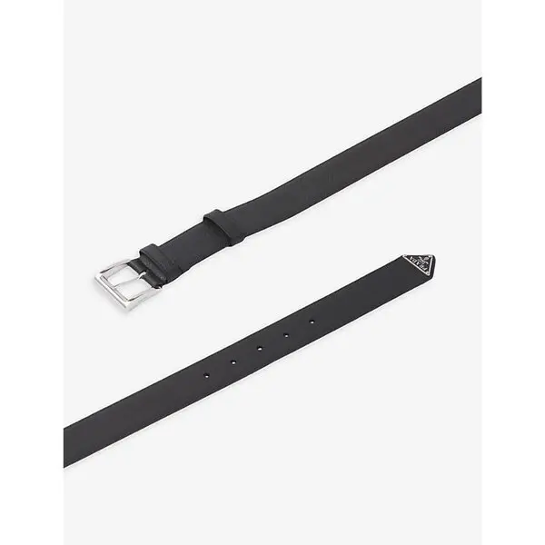 Prada Leather Belt With Silver-tone Hardware