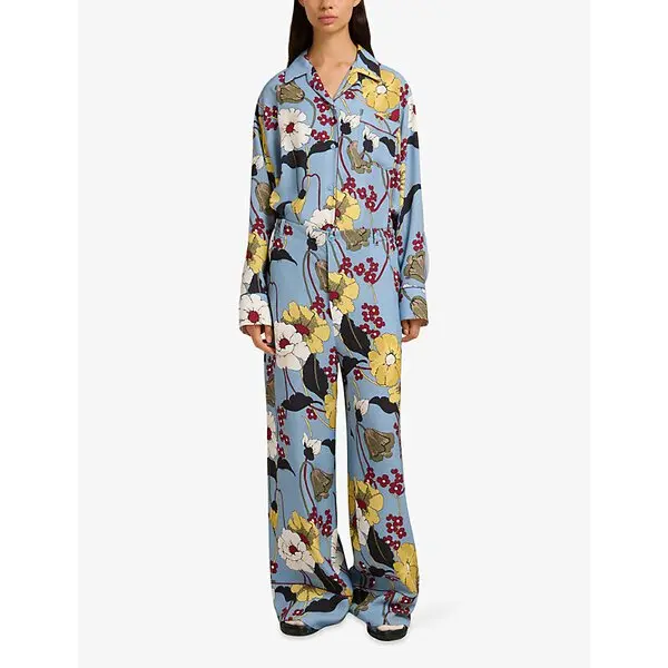 Marni Floral Wide-leg Satin Trousers - Mfb31