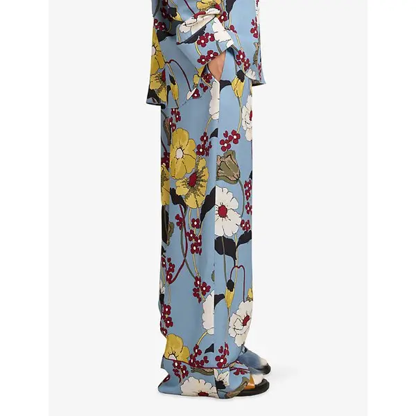 Marni Floral Wide-leg Satin Trousers - Mfb31