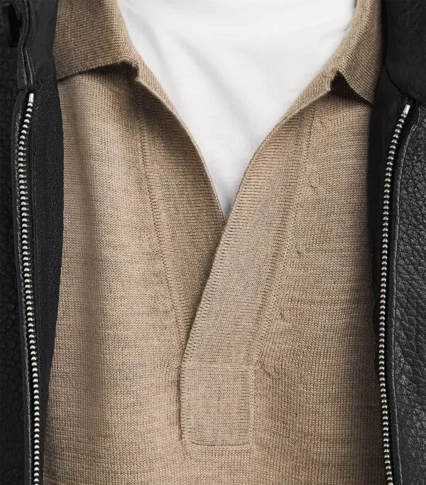 YVES SALOMON Wool Open-collar Polo Shirt