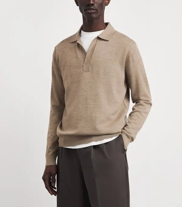 YVES SALOMON Wool Open-collar Polo Shirt