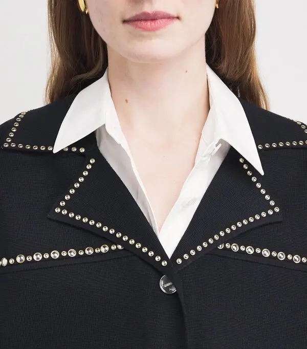 Sandro Embellished Blazer-collar Cardigan
