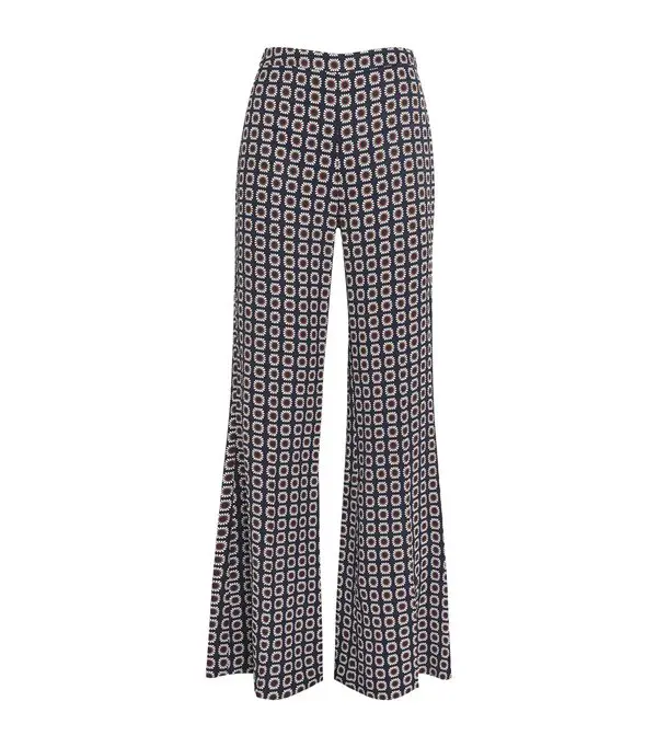 Sandro Floral Printed Flared Trousers - Blue