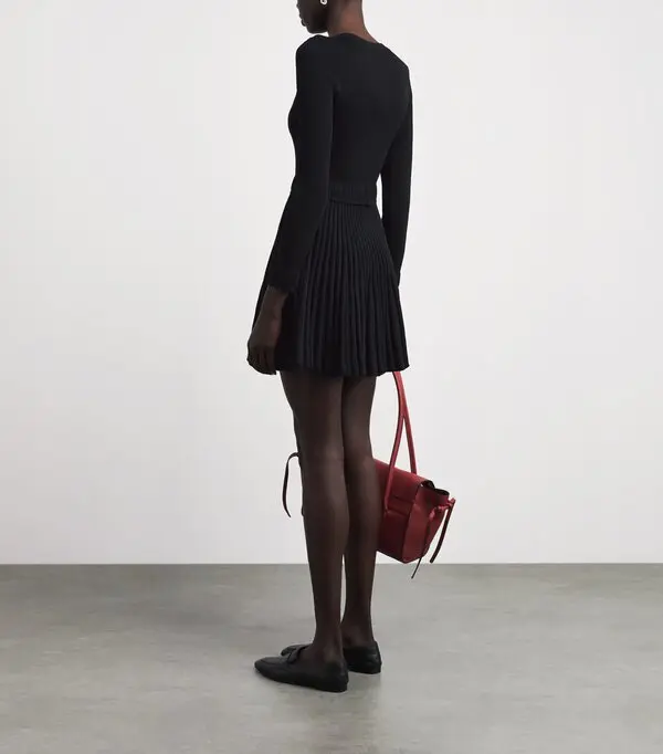 Sandro Pleated Knit Mini Dress
