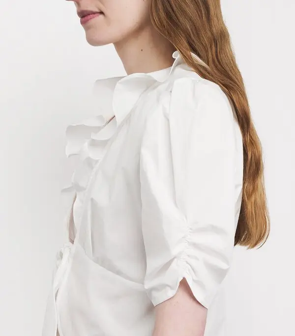 Sandro Cotton Ruffle Blouse - Beige