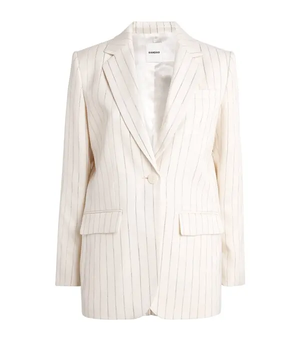 Sandro Striped Sequin Embellished Blazer - Beige