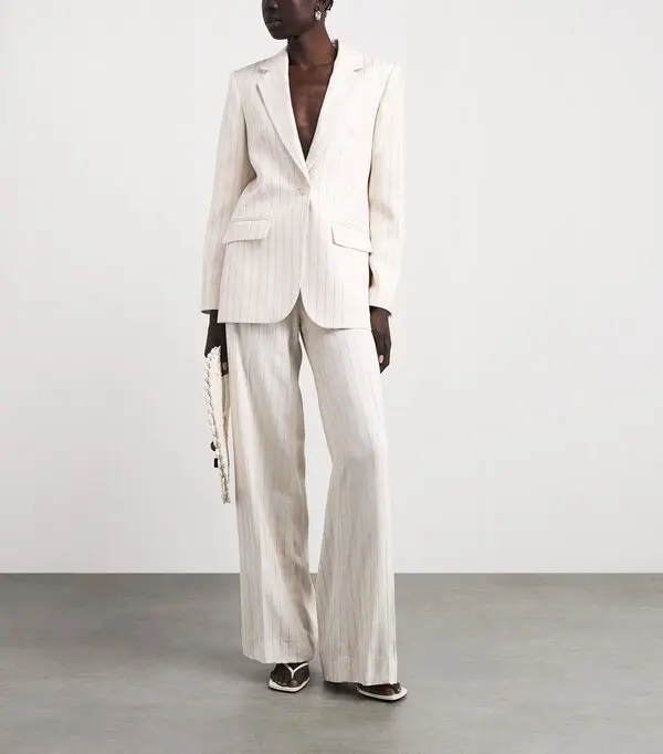 Sandro Striped Sequin Embellished Blazer - Beige