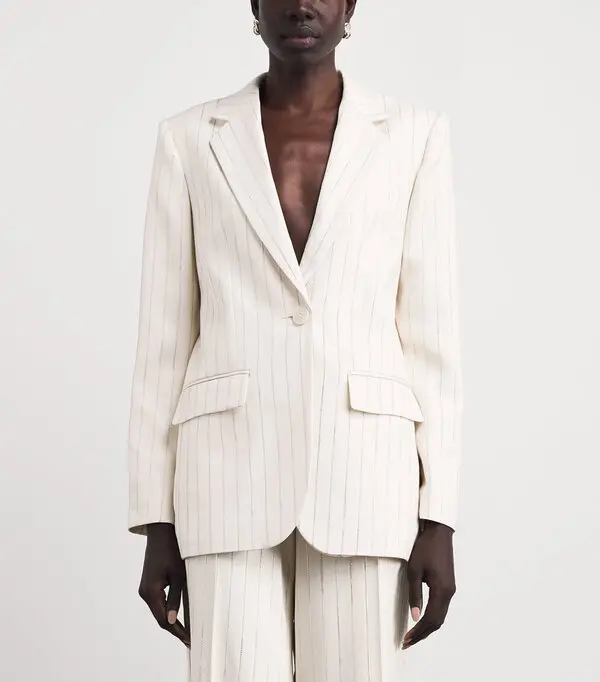 Sandro Striped Sequin Embellished Blazer - Beige