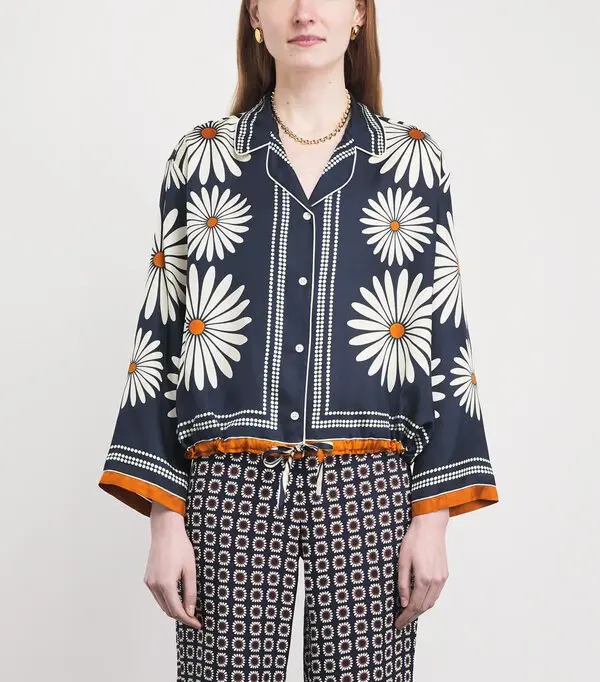 Sandro Floral Print Silk Shirt