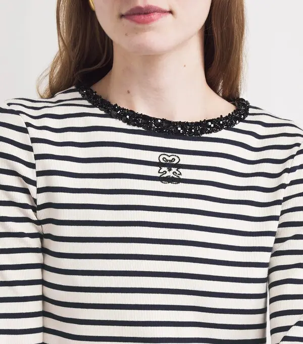 Sandro Stretch-cotton Stripe Crop Top