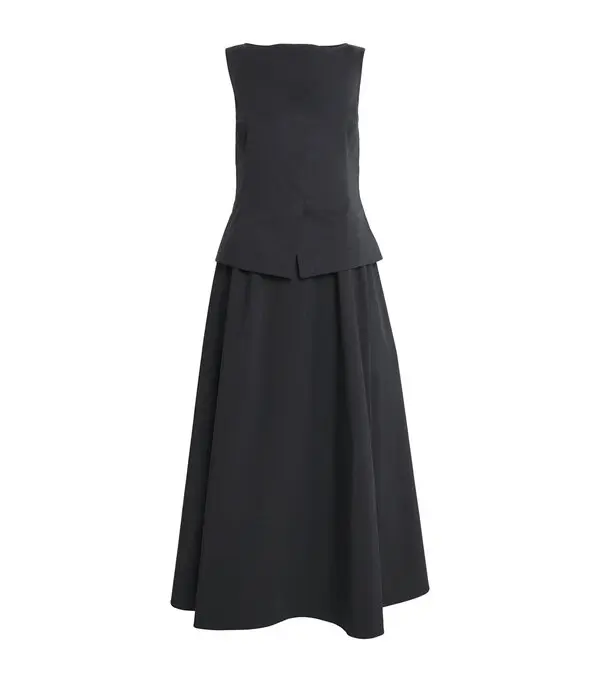 Theory Poplin Boat-neck Midi Dress