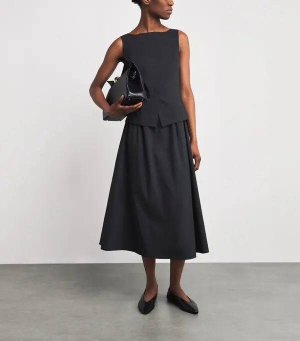 Theory Poplin Boat-neck Midi Dress