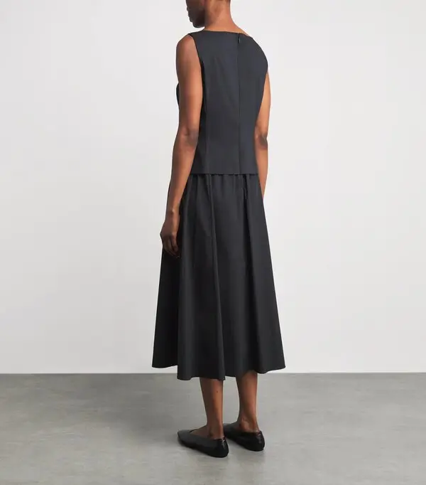Theory Poplin Boat-neck Midi Dress