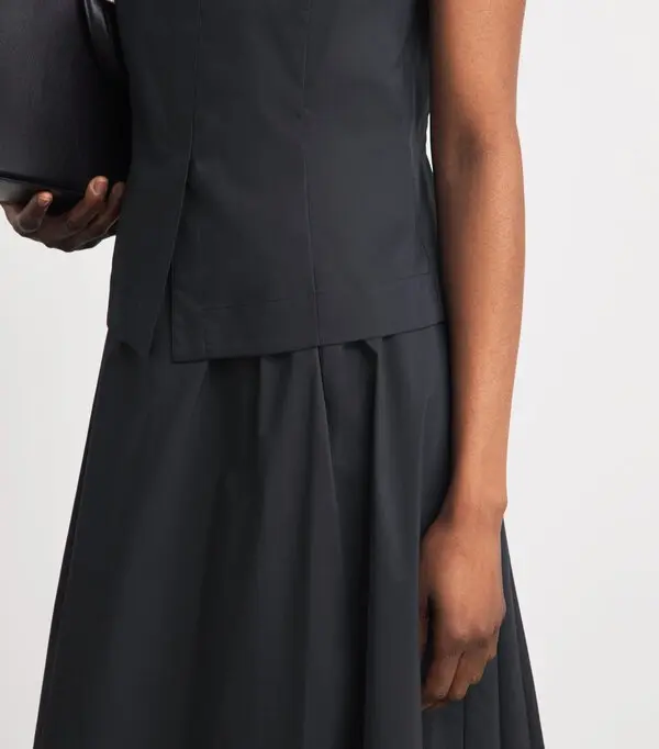 Theory Poplin Boat-neck Midi Dress