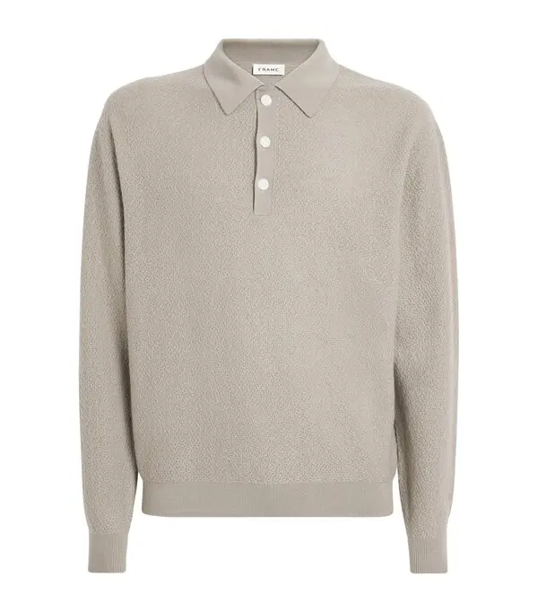 FRAME Wool Textured Polo Sweater