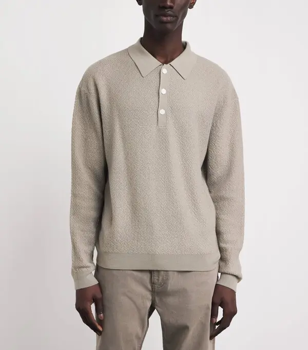 FRAME Wool Textured Polo Sweater