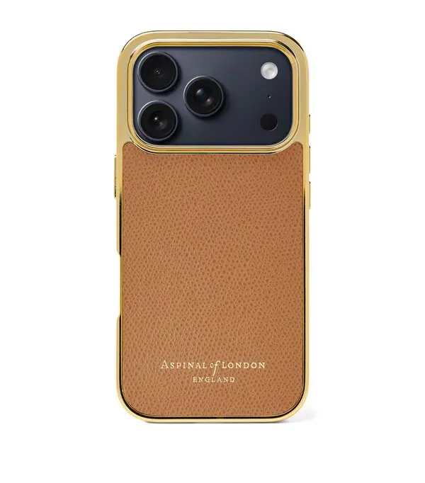 ASPINAL OF LONDON Leather Iphone 17 Pro Case - Brown