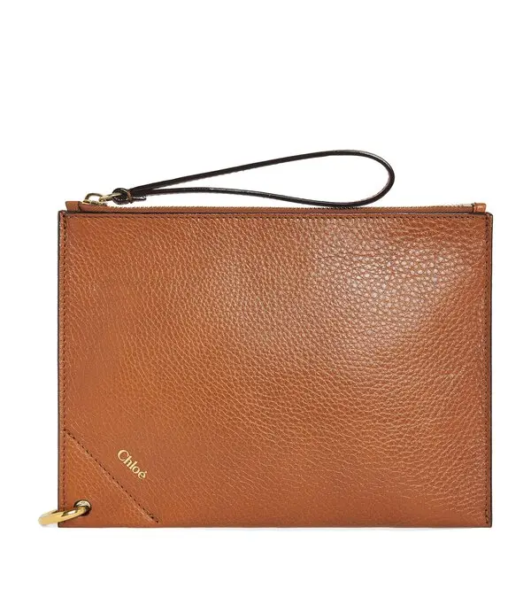 Chloé Leather Spin Zipped Pouch - Brown